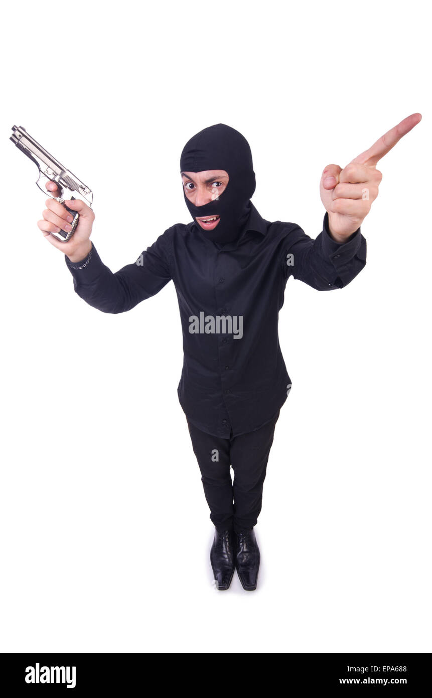 Funny gangster isolated on the white Stock Photo - Alamy