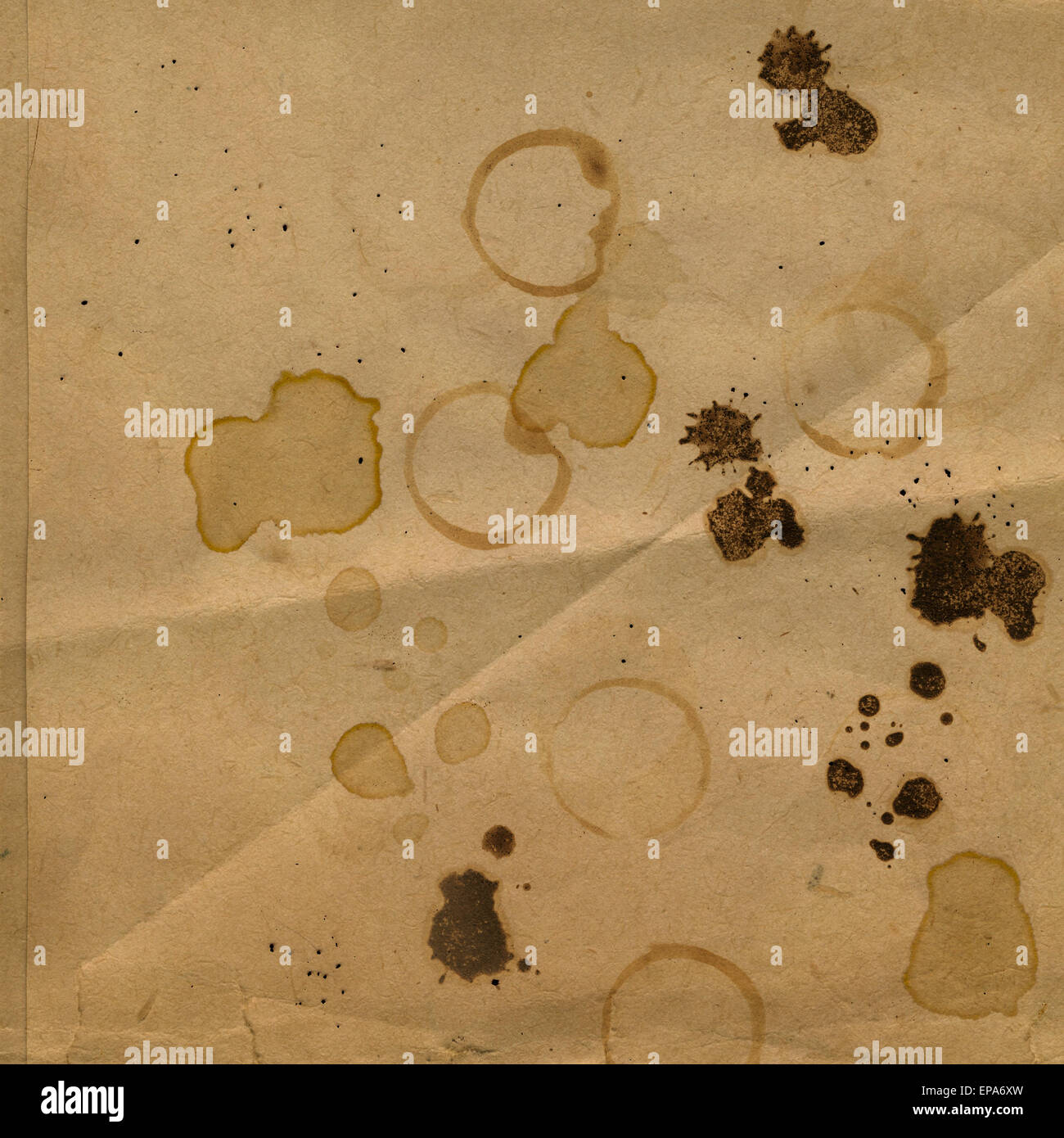 Old crumpled paper with stains of coffee or tea Stock Photo - Alamy