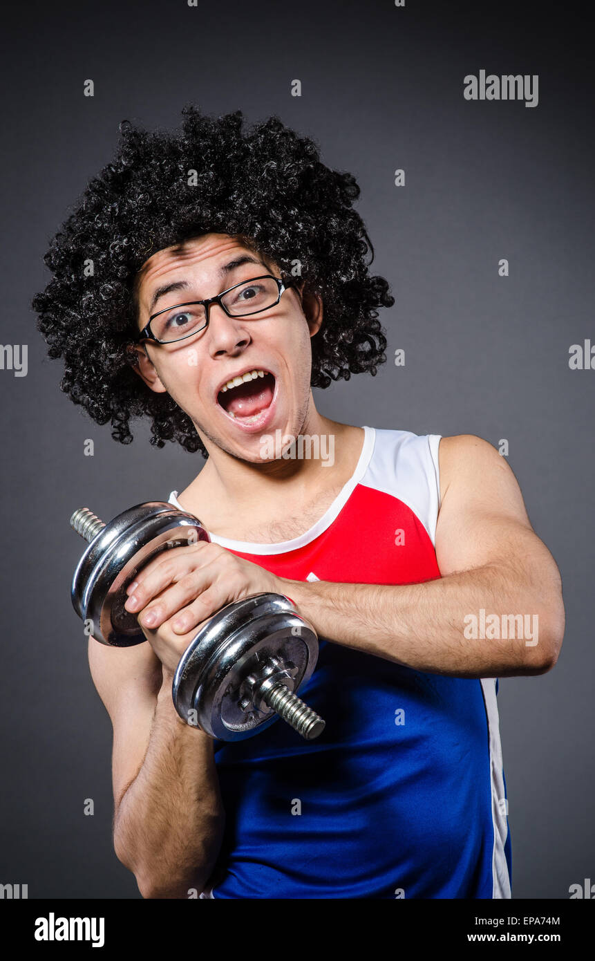 Man dumbbell humour hi-res stock photography and images - Alamy