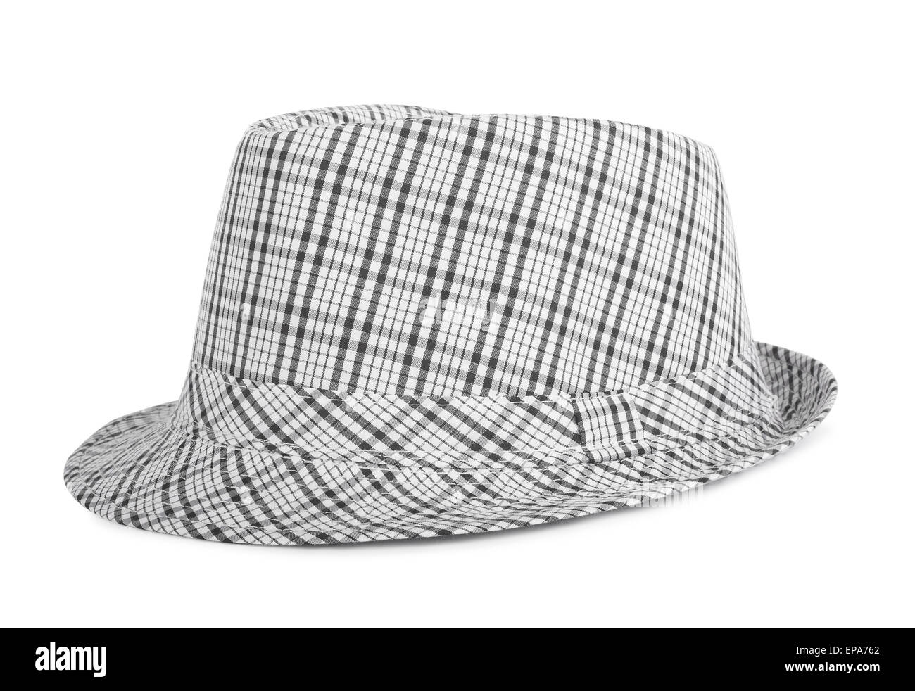 Monochrome checked hat for the summer on an isolated background Stock ...