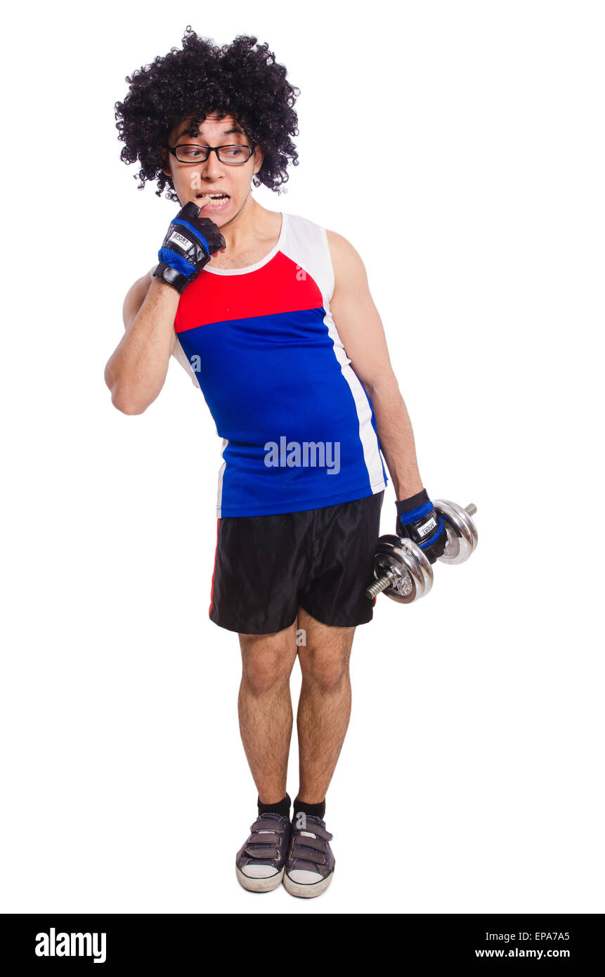 Comic athlete dumbbells young funny hi-res stock photography and images ...