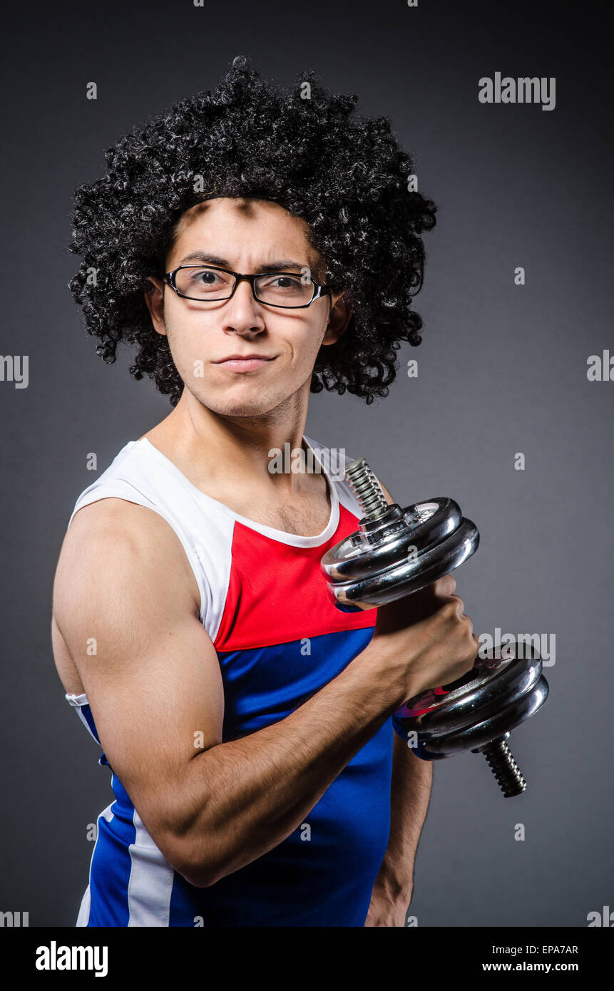 Man dumbbells humour hi-res stock photography and images - Alamy
