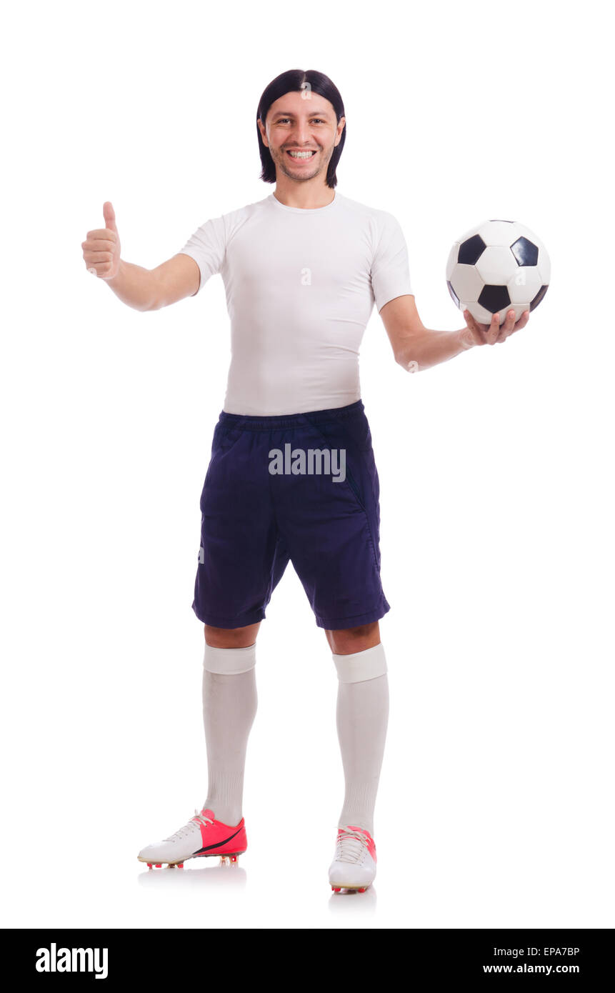 Young soccer football player on white Stock Photo - Alamy
