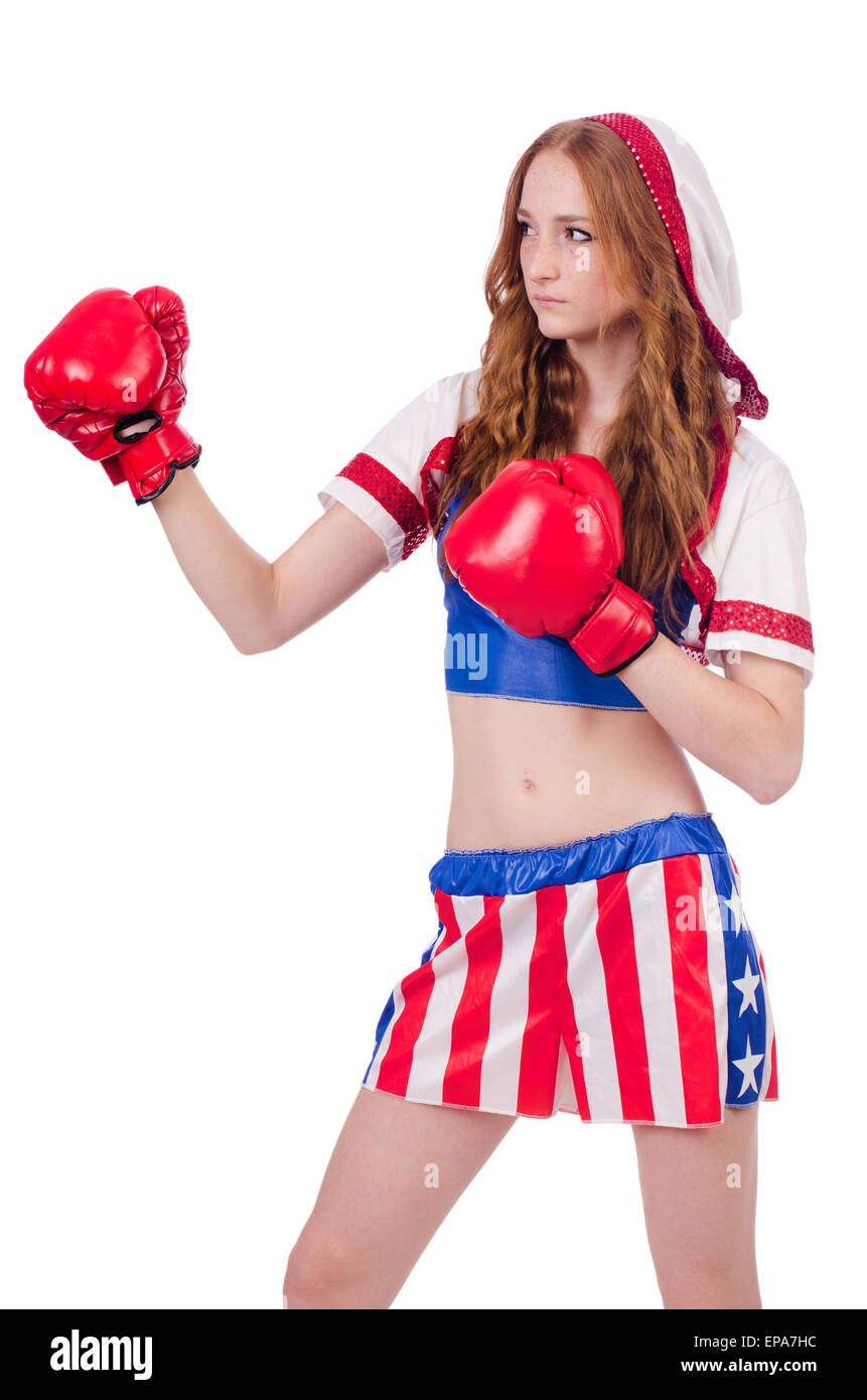 Woman boxer in uniform with US symbols Stock Photo - Alamy