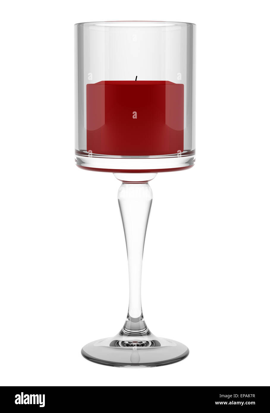glass candlestick with red candle isolated Stock Photo - Alamy