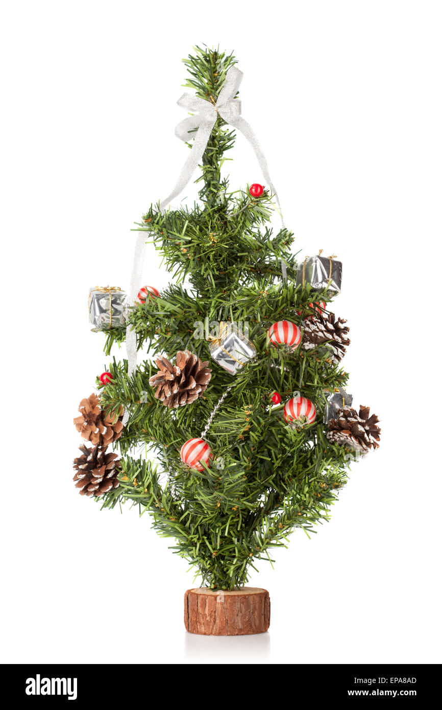 Decorated christmas fir tree isolated on white Stock Photo - Alamy