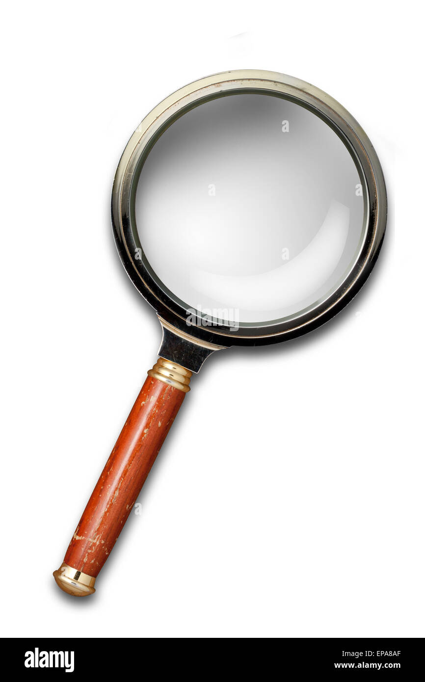 Magnifying glass with shadow isolated on white Stock Photo - Alamy