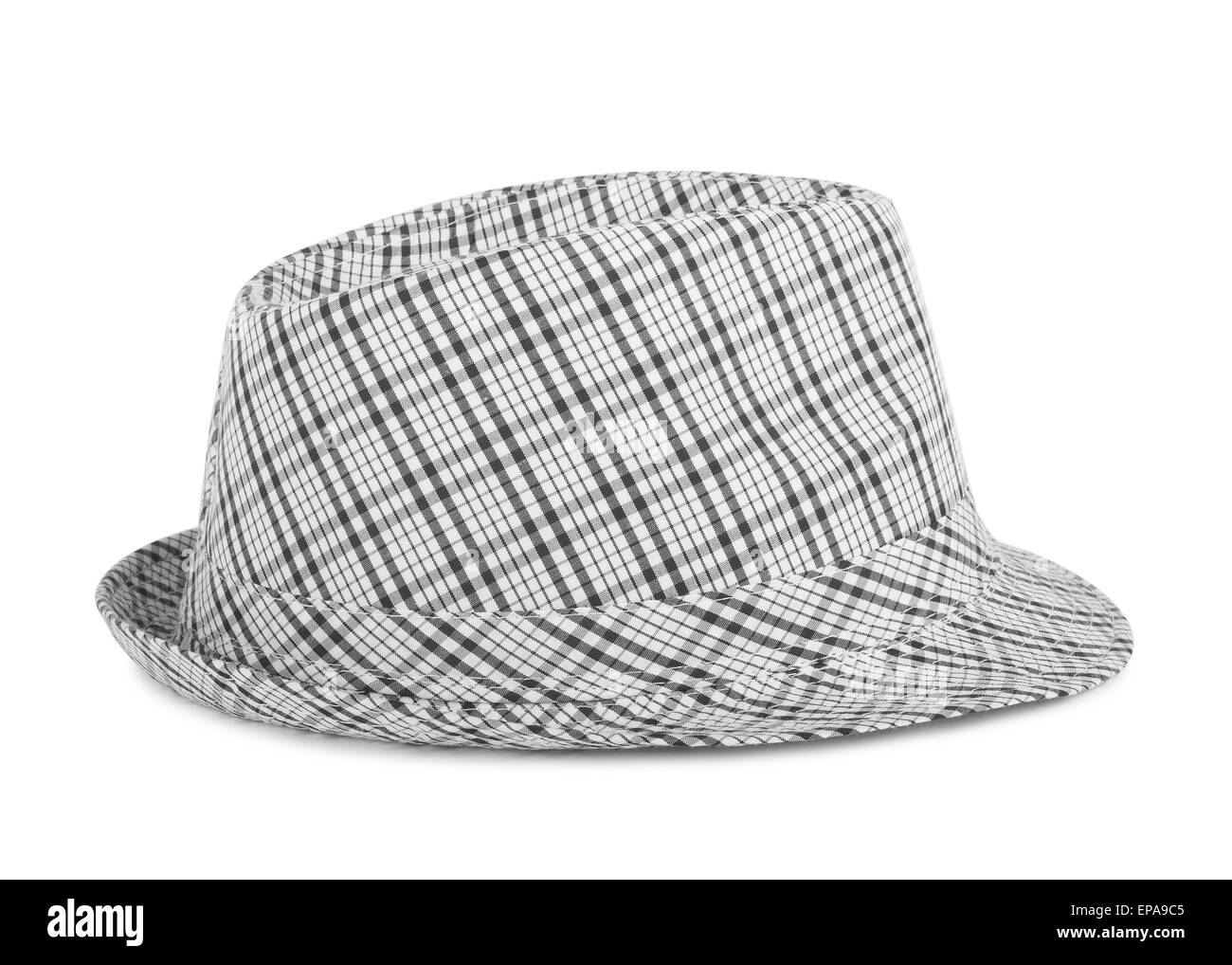 Monochrome checked hat for the summer on an isolated background Stock ...