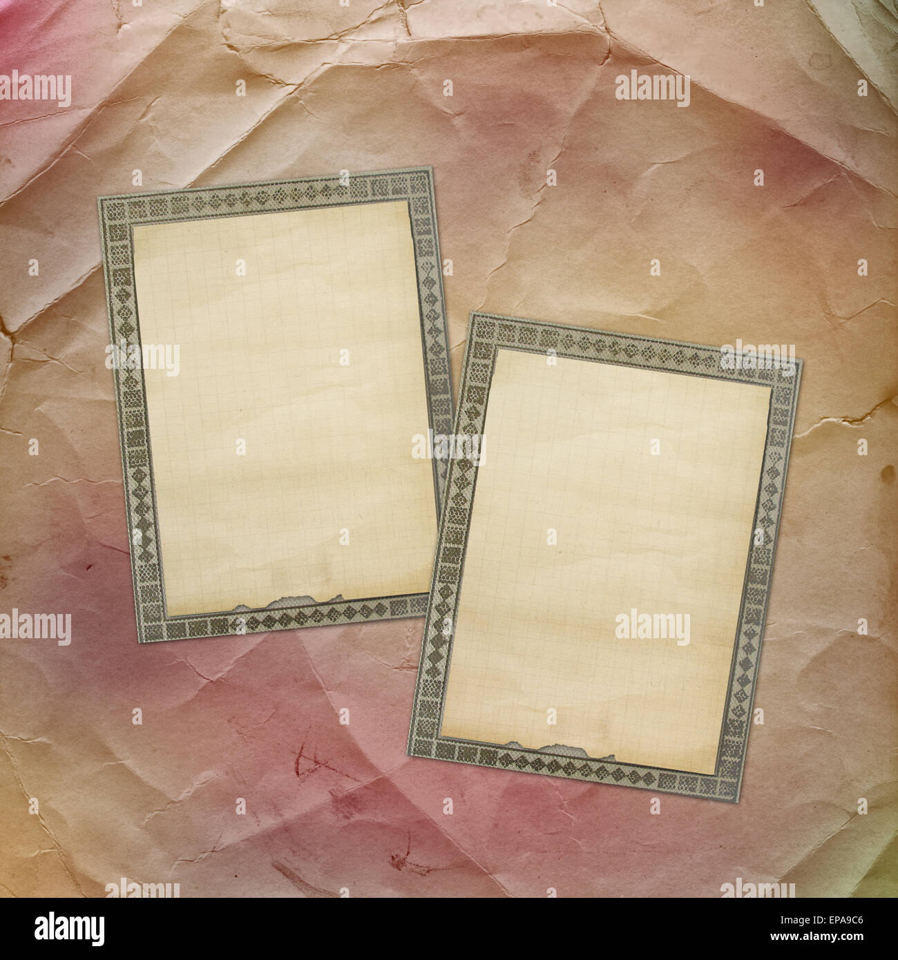 Grunge ancient used background in scrapbooking style with old archives ...