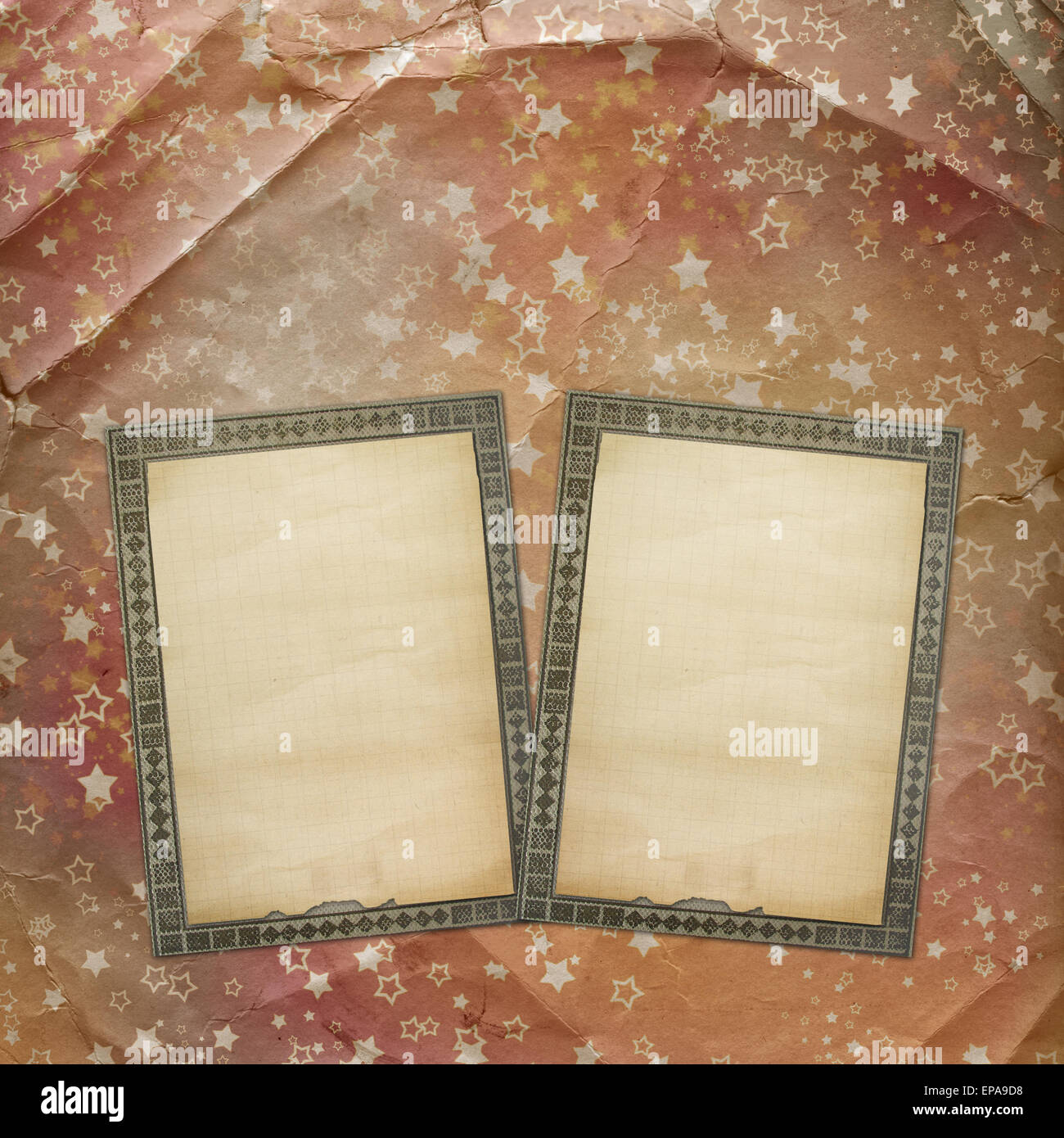Grunge ancient used background in scrapbooking style with old archives ...