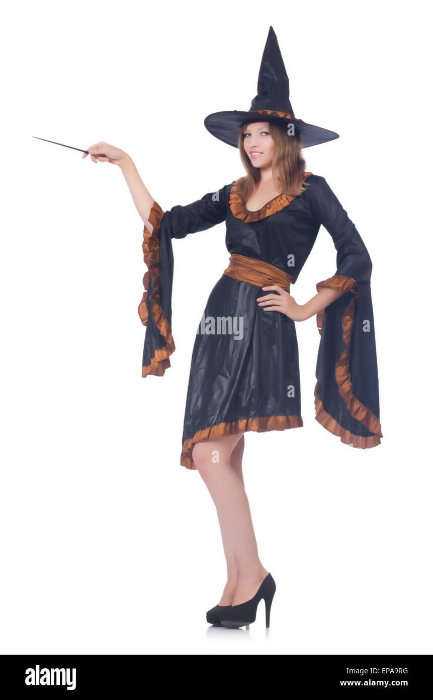 Witch isolated on the white background Stock Photo - Alamy