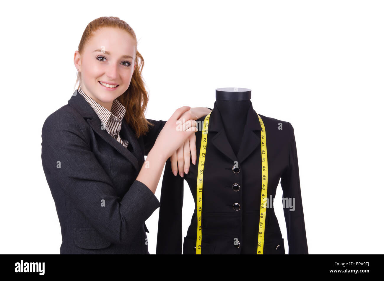 Young tailor isolated on white background Stock Photo - Alamy