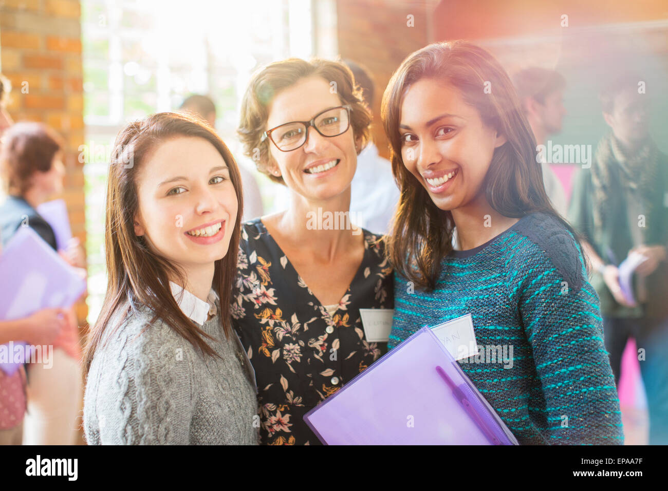 portrait smiling woman Community center Stock Photo - Alamy