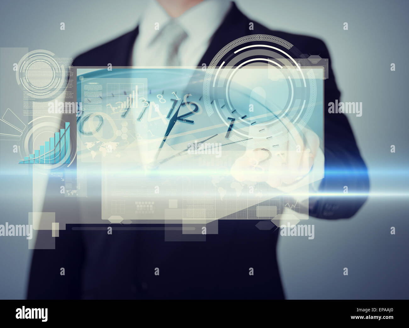 businessman pointing at alarm clock Stock Photo - Alamy