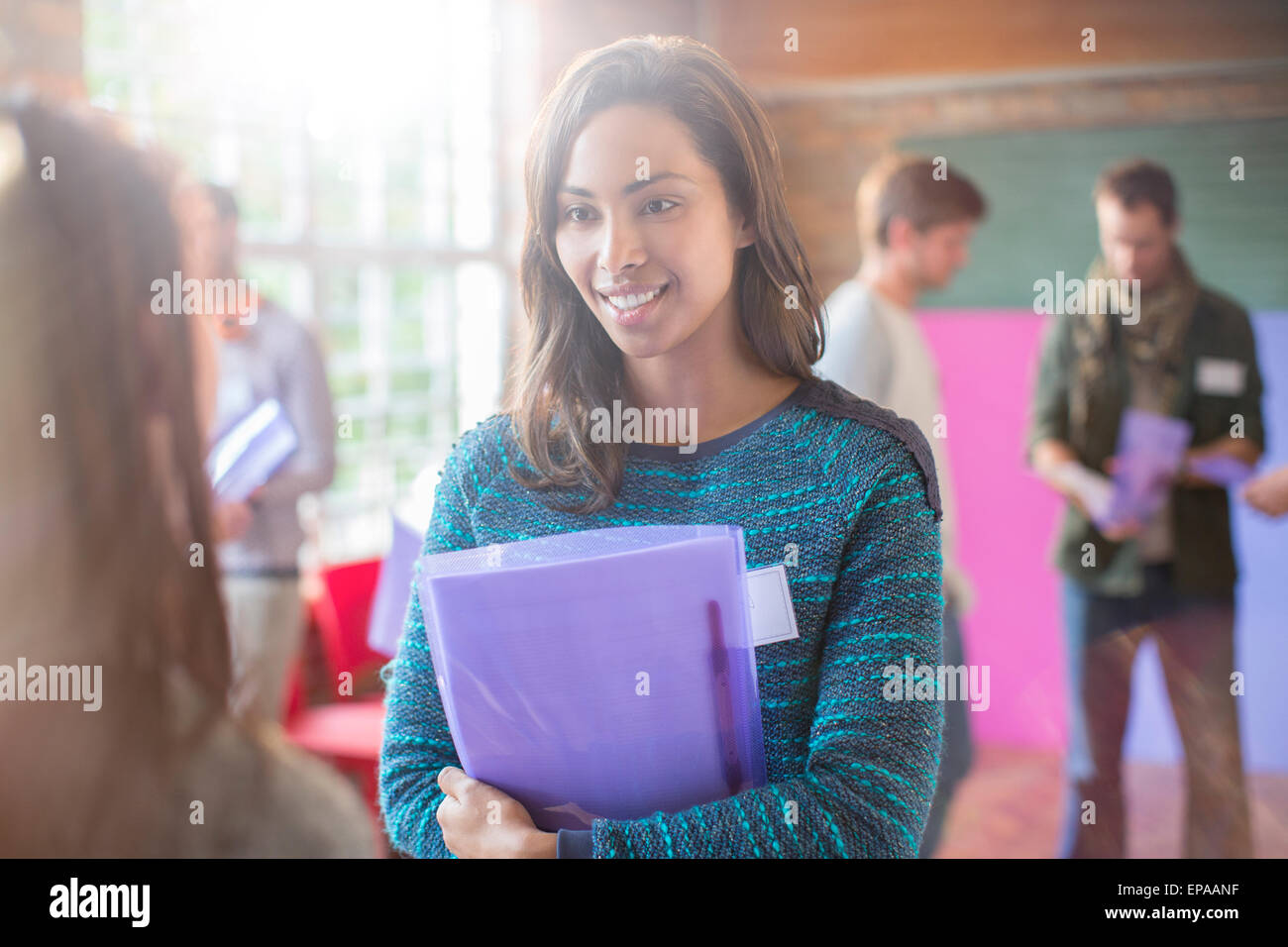 woman talking Community center Stock Photo - Alamy