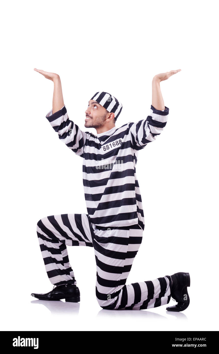 Convict criminal in striped uniform Stock Photo - Alamy