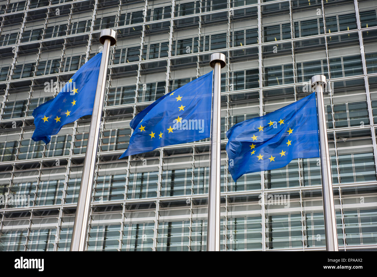European Union flags in front of the Berlaymont building (European ...