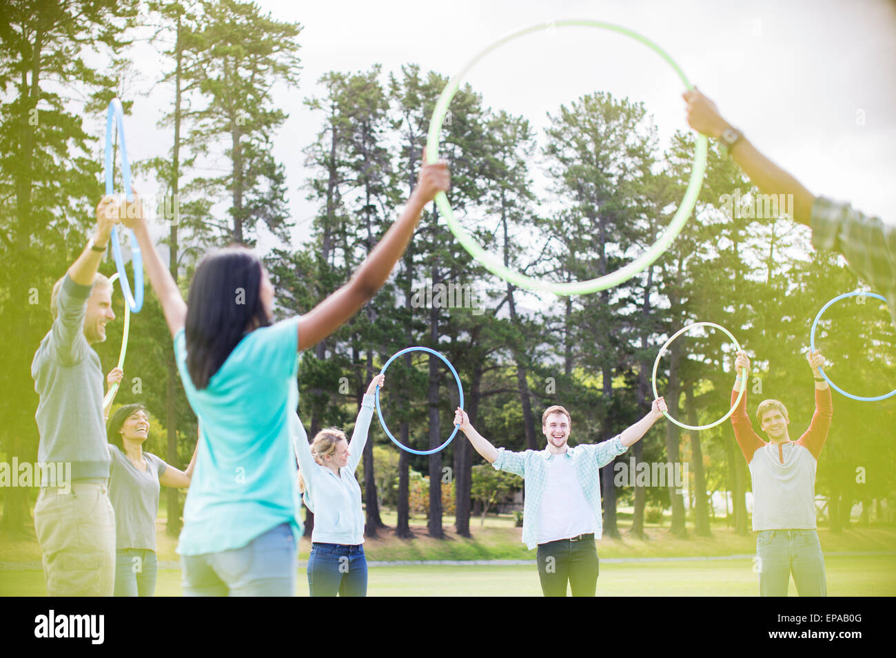 group connected circle plastic hoop Stock Photo - Alamy