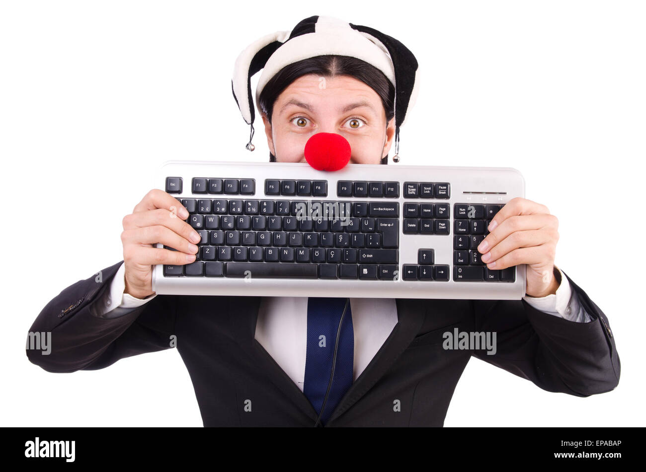 Young funny businessman keyboard isolated hi-res stock photography and ...