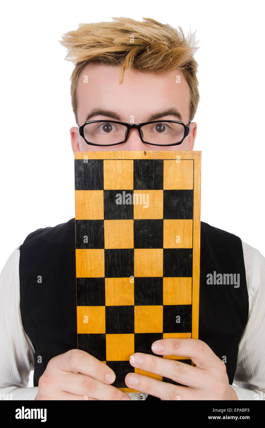 Funny chess player isolated on white Stock Photo - Alamy