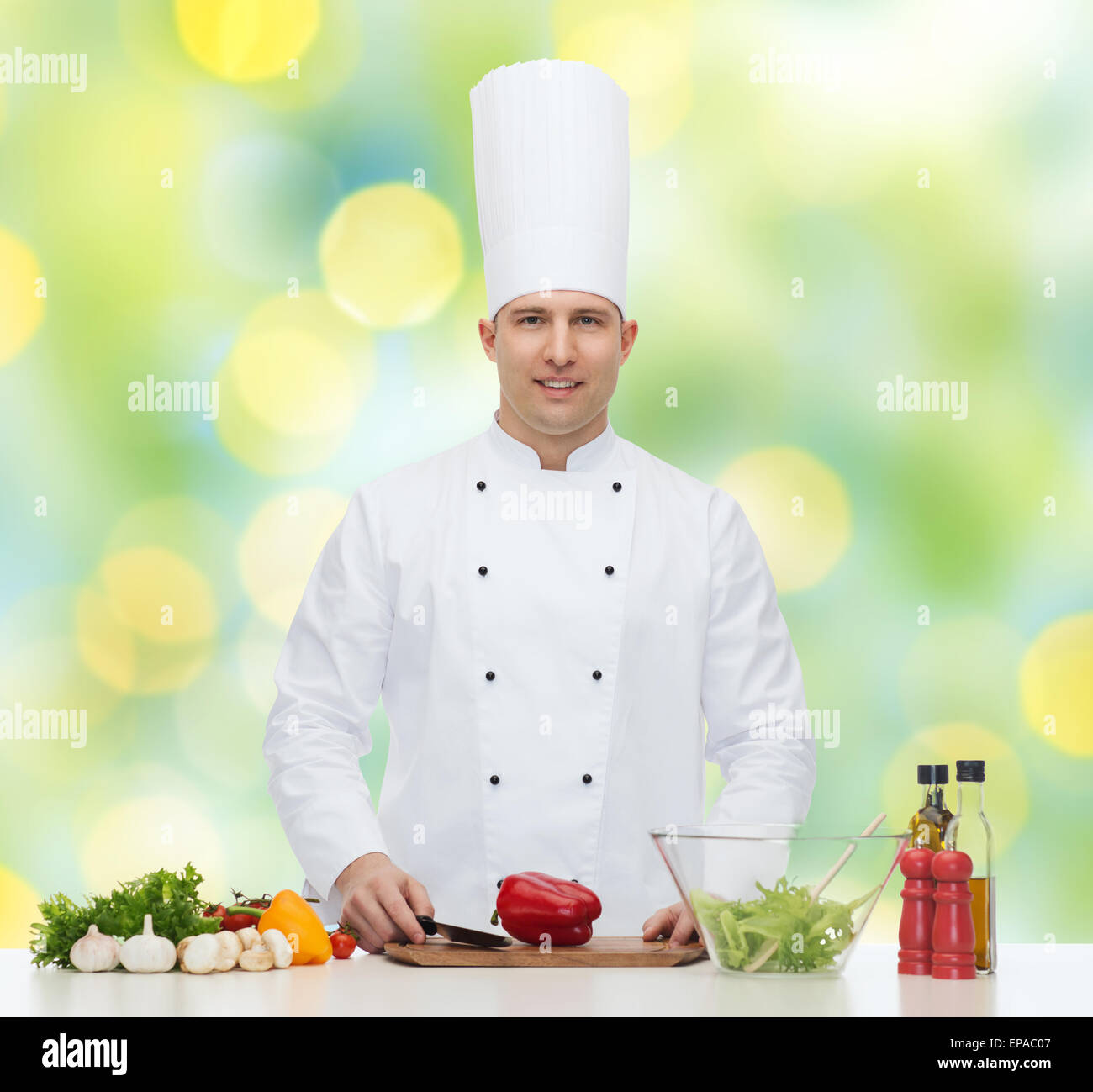 happy male chef cook cooking food Stock Photo - Alamy