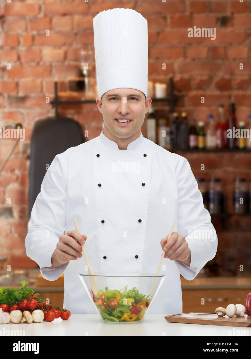 happy male chef cook cooking food Stock Photo - Alamy