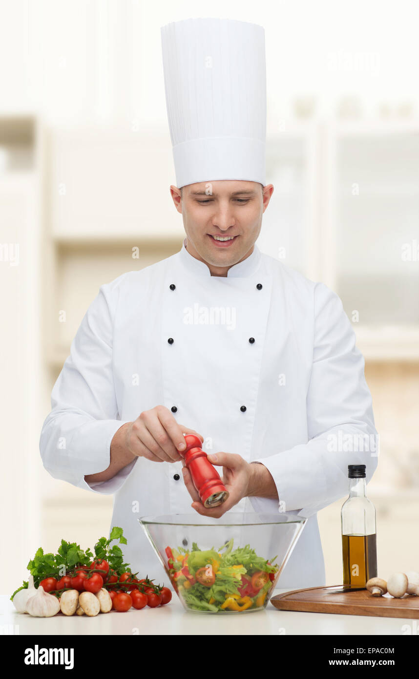 happy male chef cook cooking food Stock Photo - Alamy