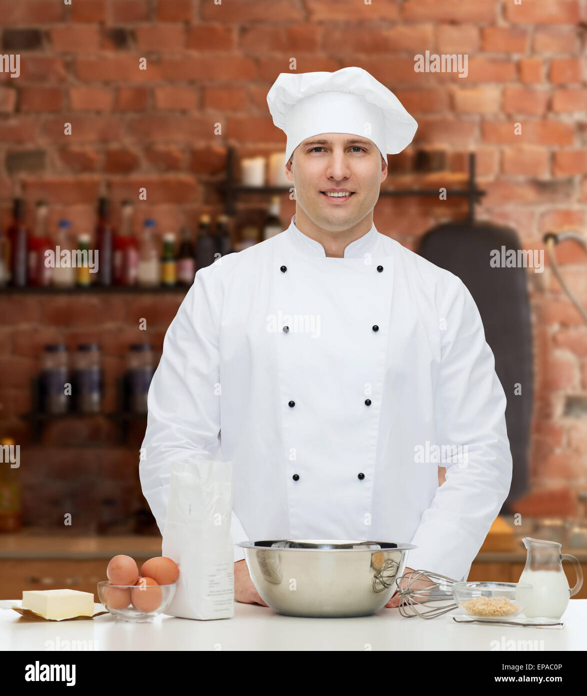 Cheerful chef man baking hi-res stock photography and images - Alamy