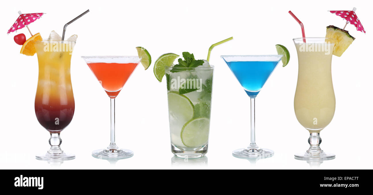 Gruppe von Cocktails isoliert Stock Photo - Alamy