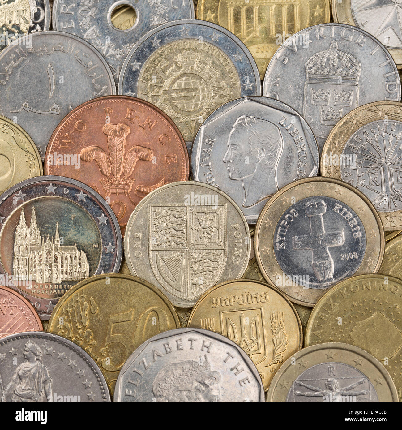 Sammlung von M├╝nzen als Hintergrund Stock Photo - Alamy