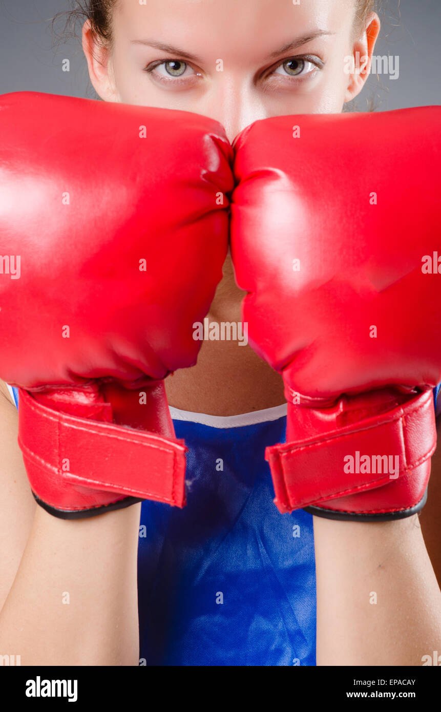 Woman boxer in uniform with US symbols Stock Photo - Alamy