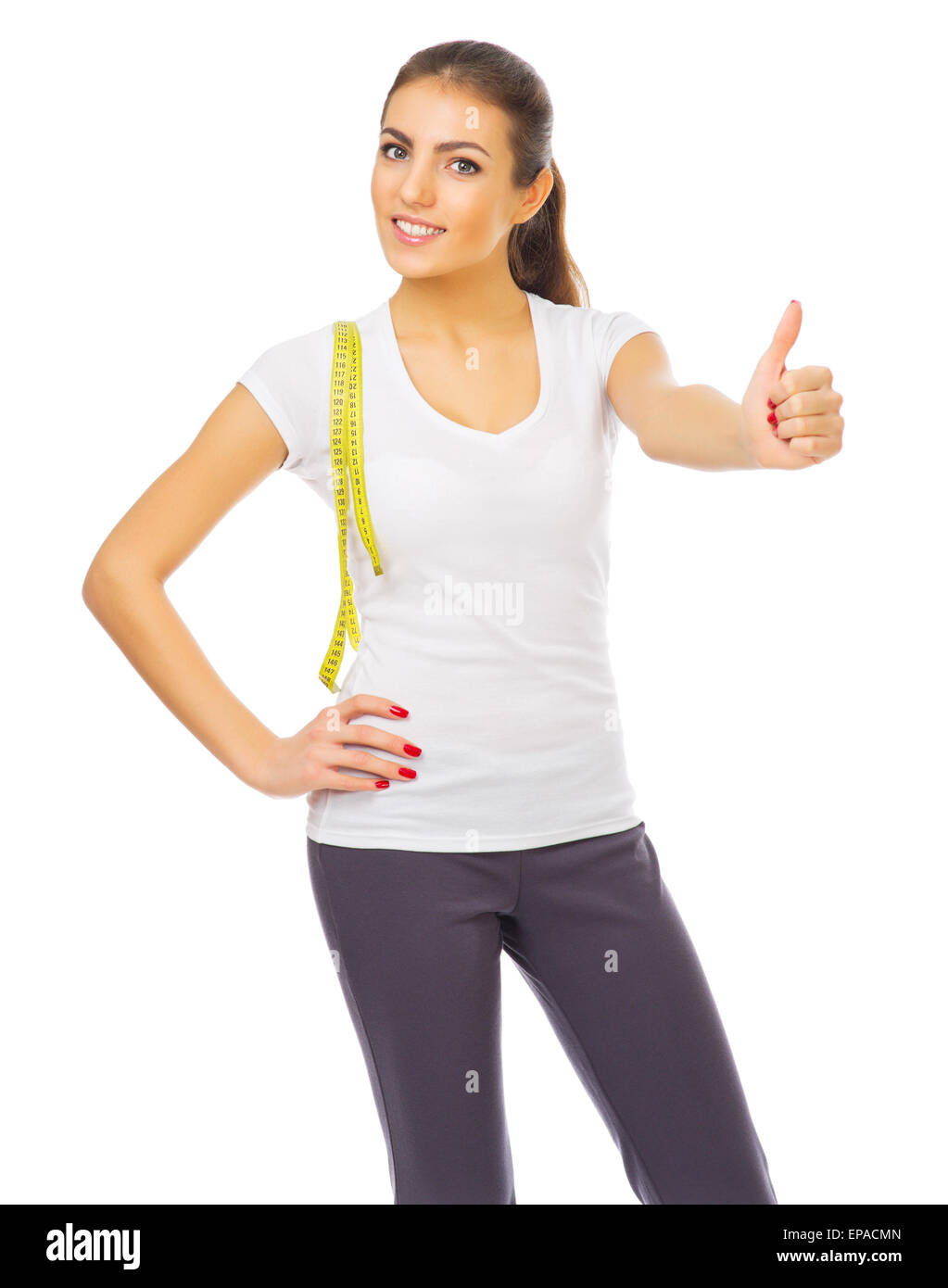 Young girl with measurement tape isolated Stock Photo - Alamy Young girl with measurement tape isolated Stock Photo - Alamy