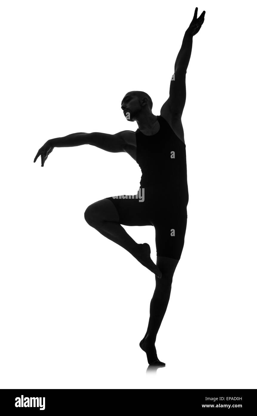 silhouette of male dancer isolated on white Stock Photo - Alamy