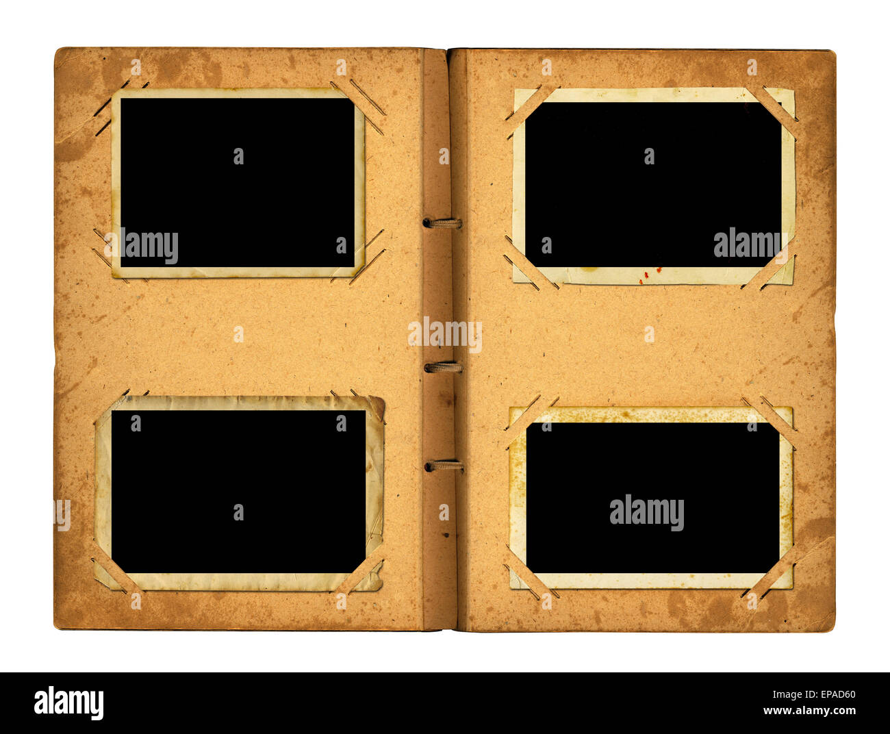 Open photoalbum with ribbon for photos on the isolated white background ...