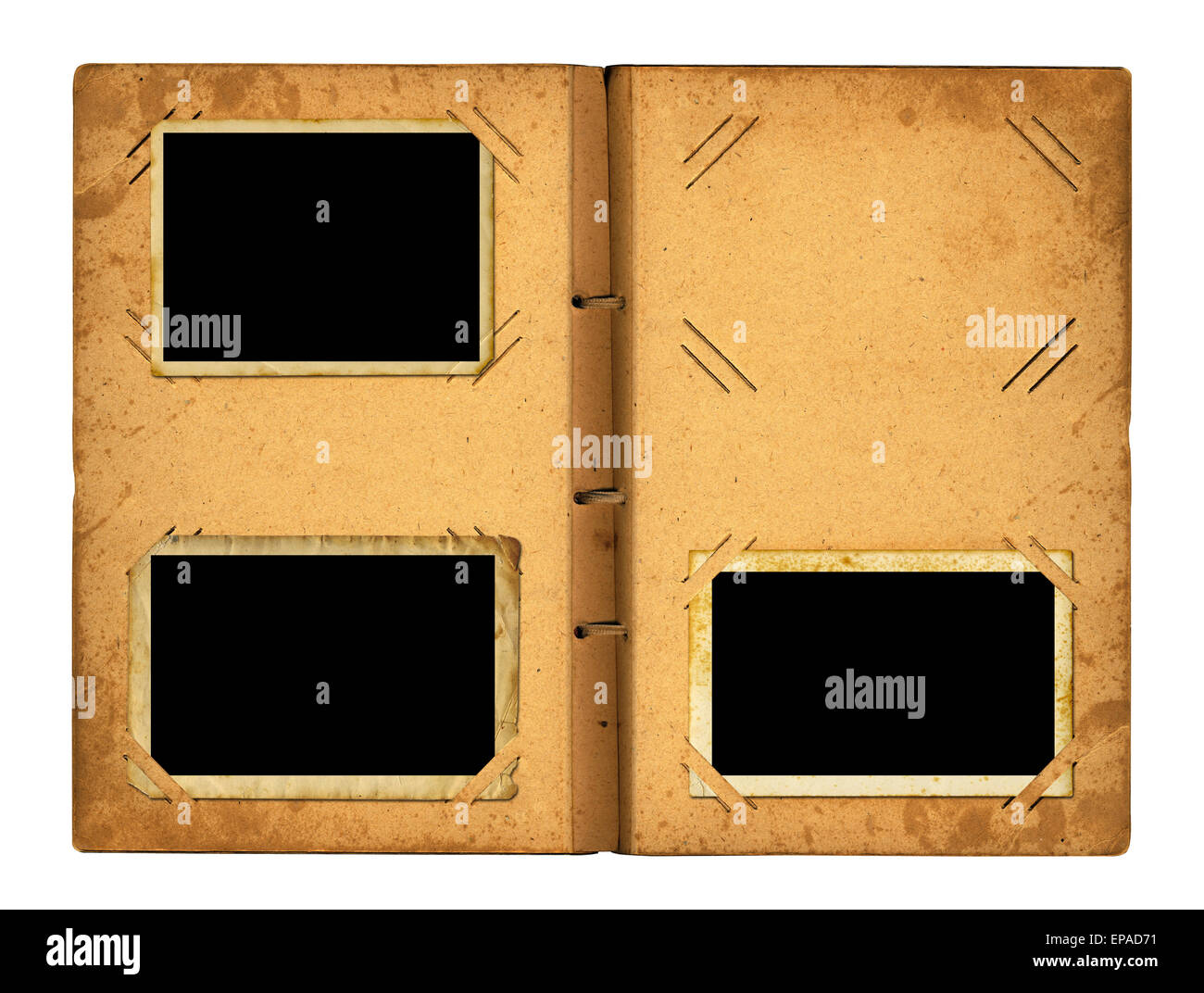 Open photoalbum with ribbon for photos on the isolated white background ...