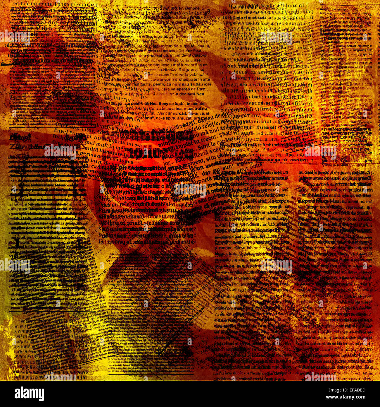Grunge abstract newspaper background for design with old torn posters ...