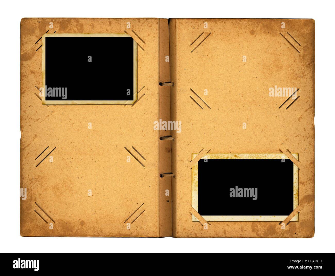 Open photoalbum with ribbon for photos on the isolated white background ...