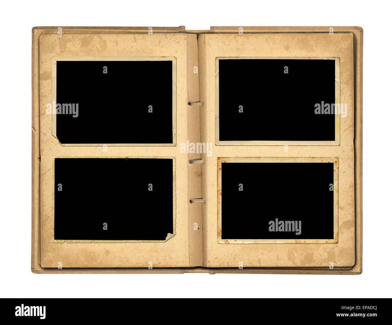 Open photoalbum with ribbon for photos on the isolated white background ...