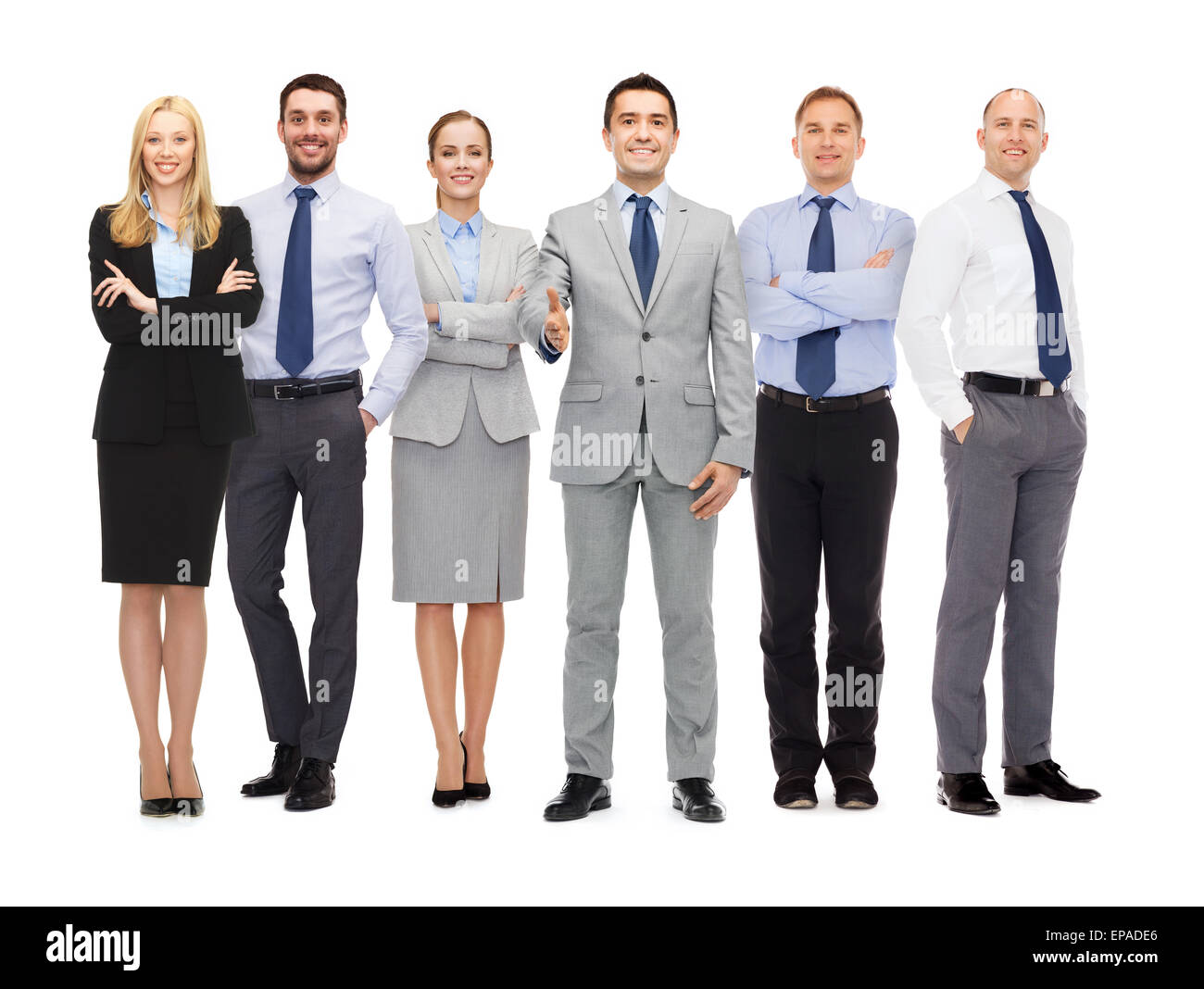group of smiling businessmen making handshake Stock Photo - Alamy