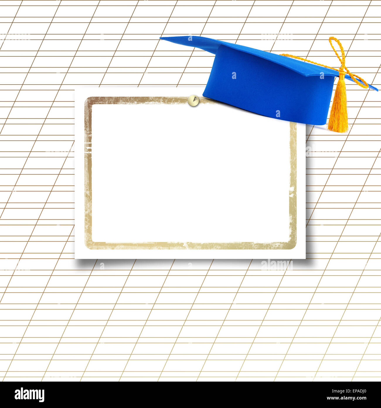Mortar board or graduation cap with paper leaf on the background ...