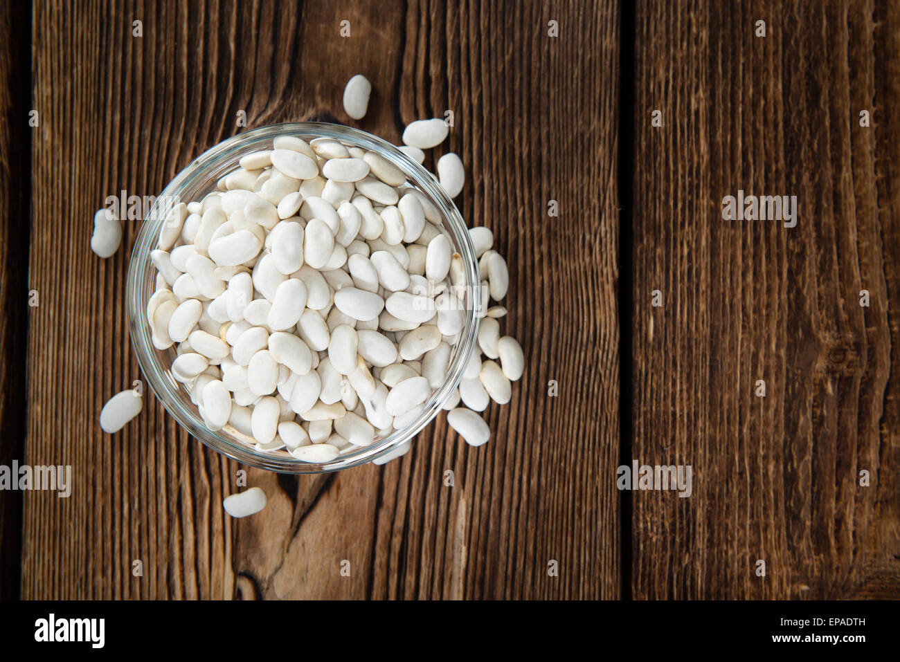 Dried White Beans (close-up shot) on wooden background Stock Photo - Alamy