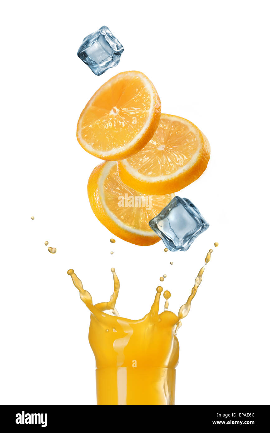 Ice in orange juice splash hi-res stock photography and images - Alamy