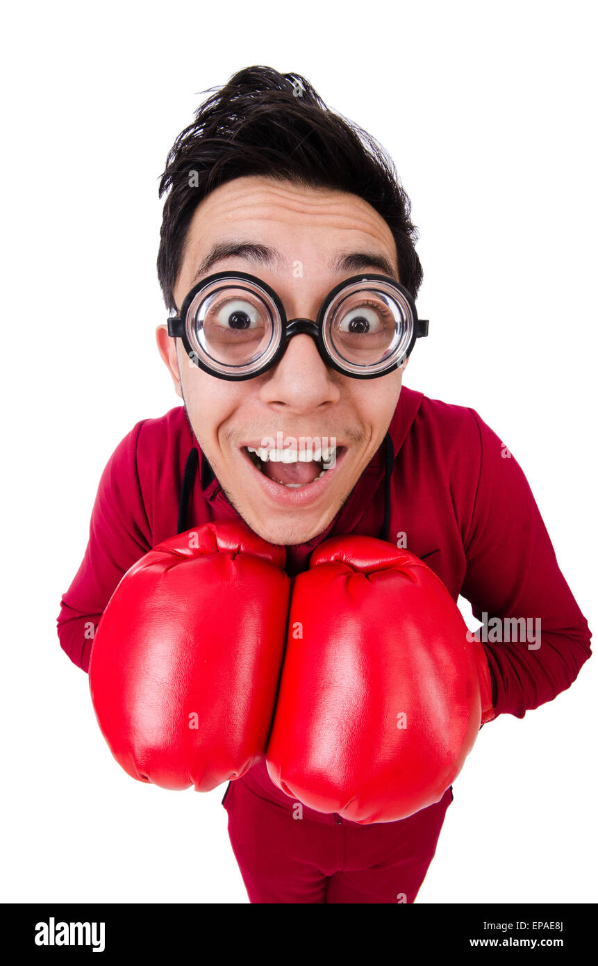Funny boxer isolated on white Stock Photo - Alamy