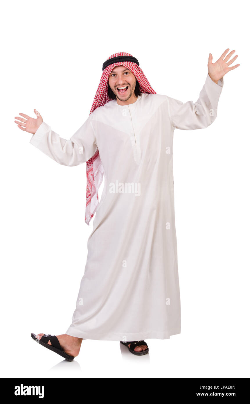 Dancing arab man isolated on white Stock Photo - Alamy