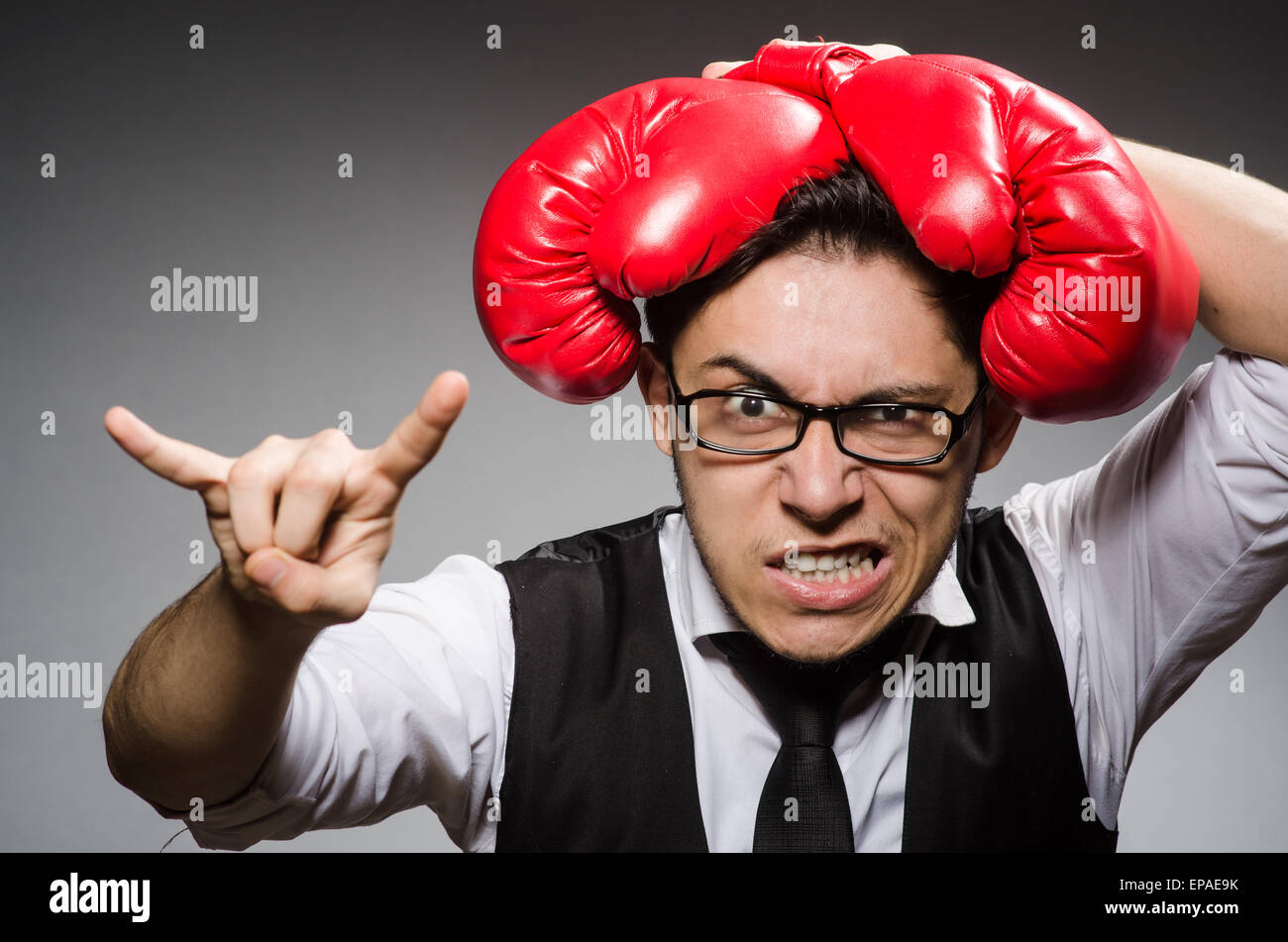 Funny boxer businessman in sport concept Stock Photo - Alamy
