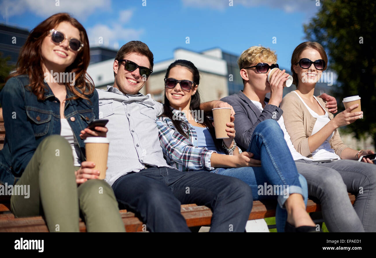 group of students or teenagers drinking coffee Stock Photo - Alamy