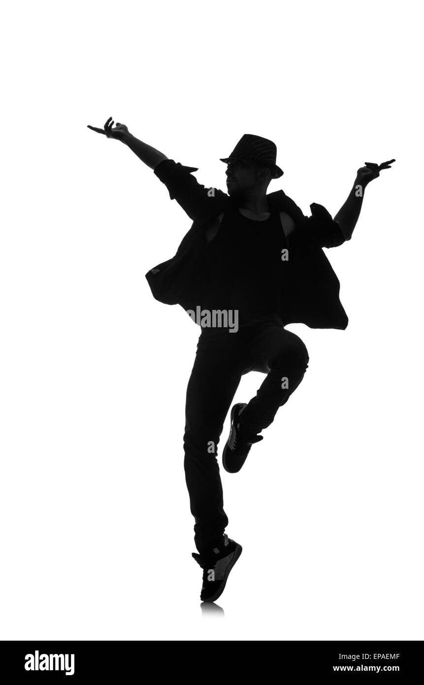silhouette of male dancer isolated on white Stock Photo - Alamy