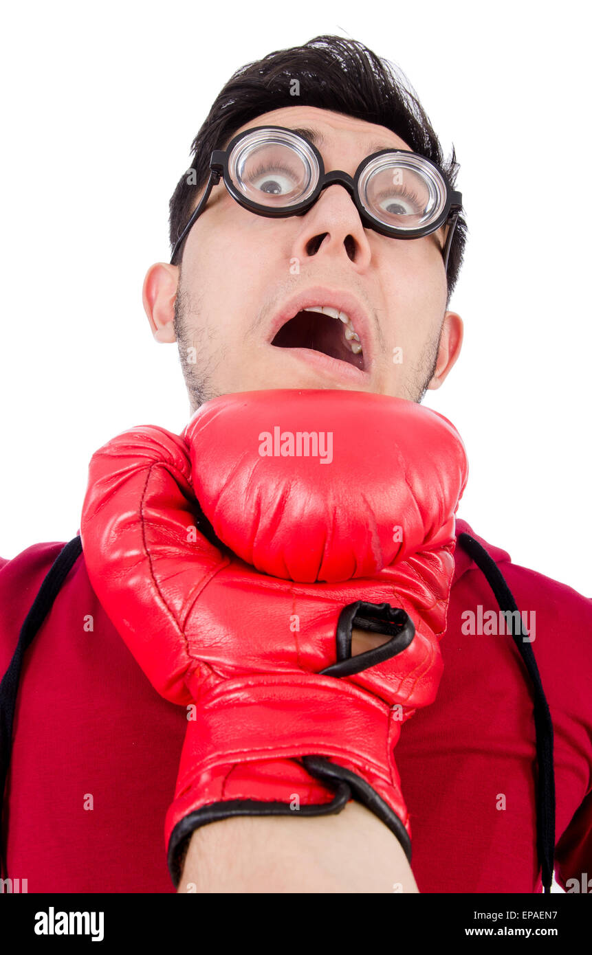 Funny boxer isolated on white Stock Photo - Alamy