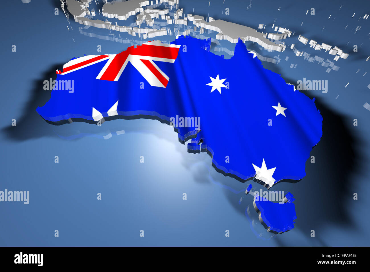 Country of Australia on 3D Map designed with the country flag ...