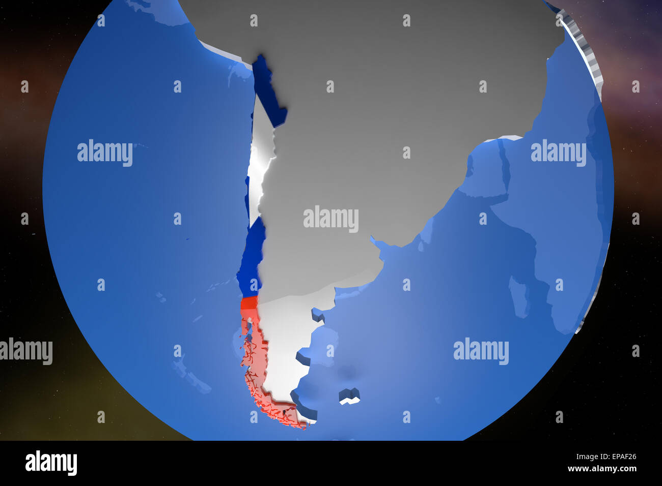 Country of Chile on 3D Map designed with the country flag Illustration ...